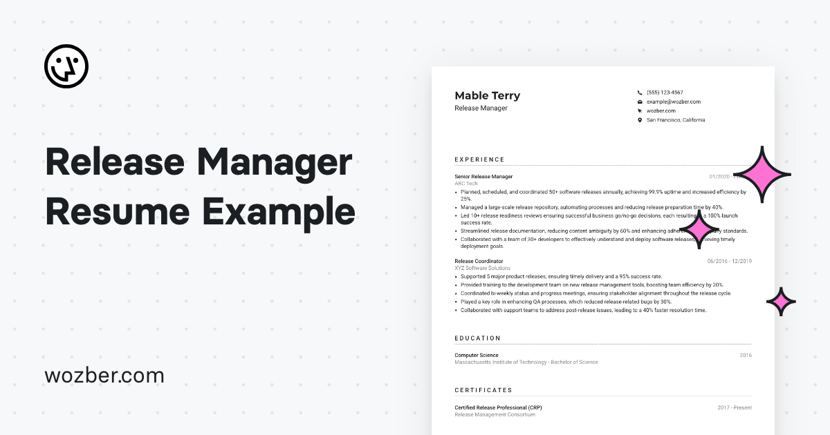 Release Manager Resume Example