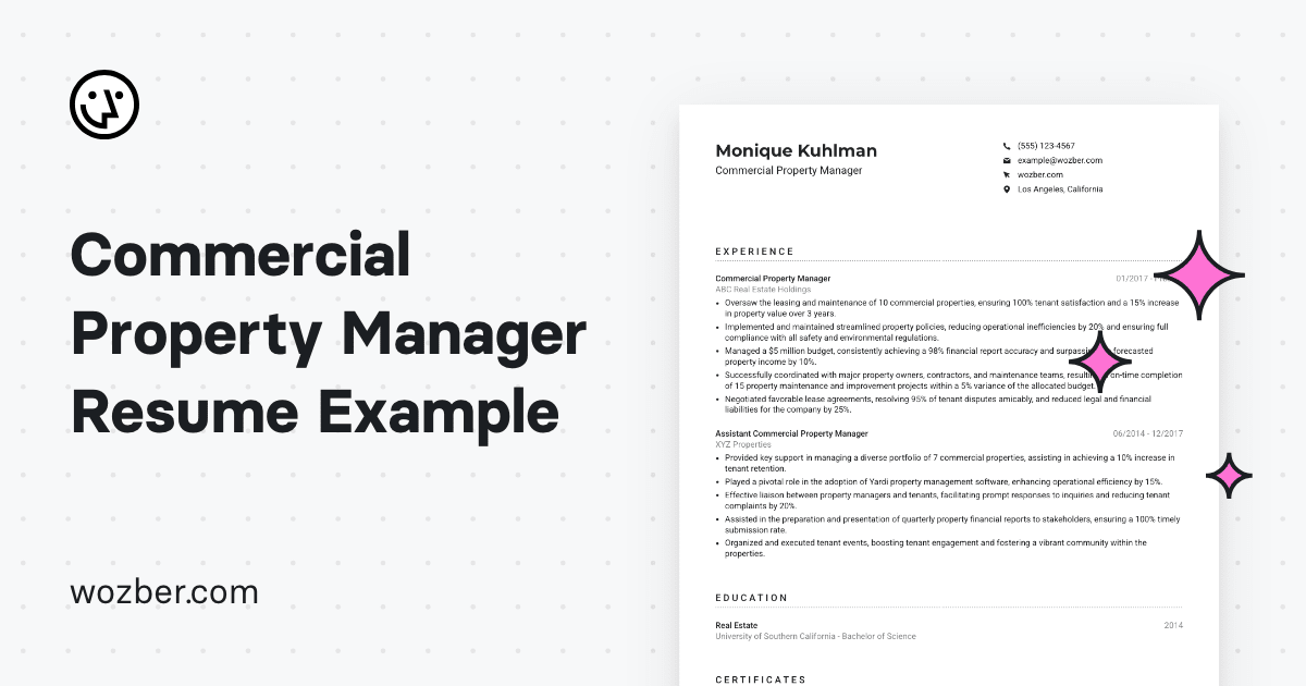 Commercial Property Manager Resume Example