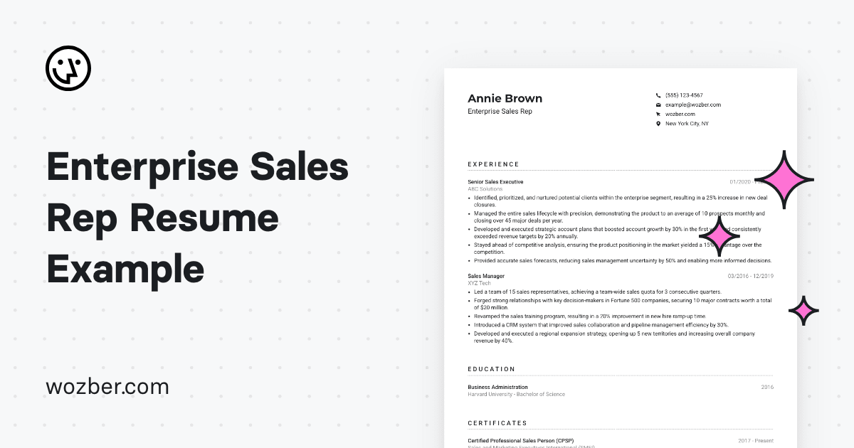 Enterprise Sales Rep Resume Example