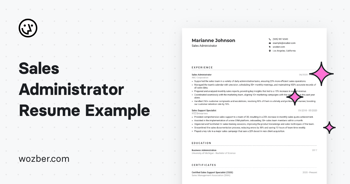 Sales Administrator Resume Example