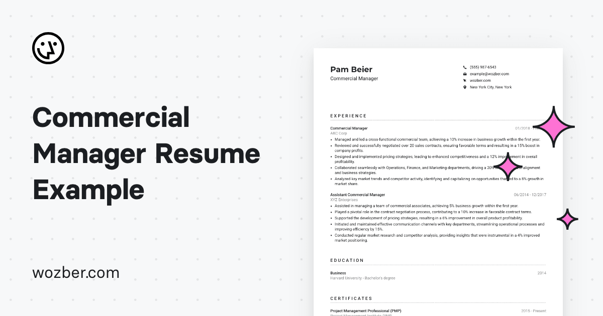 Commercial Manager Resume Example