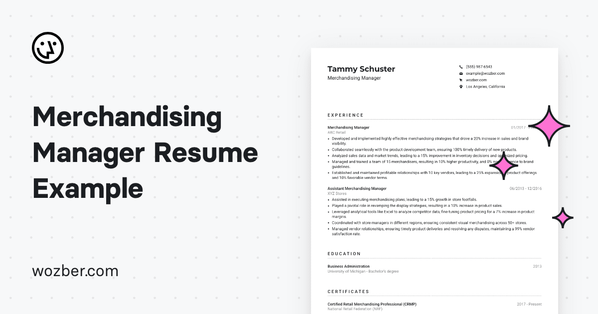 Merchandising Manager Resume Example