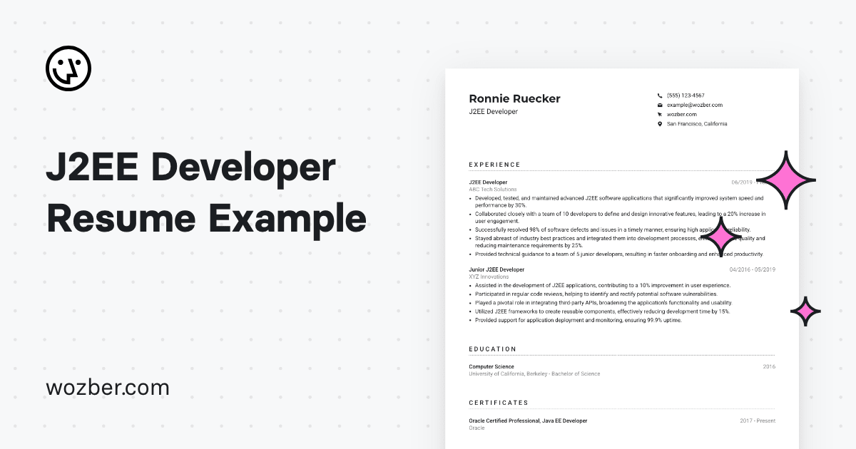 J2EE Developer CV Example