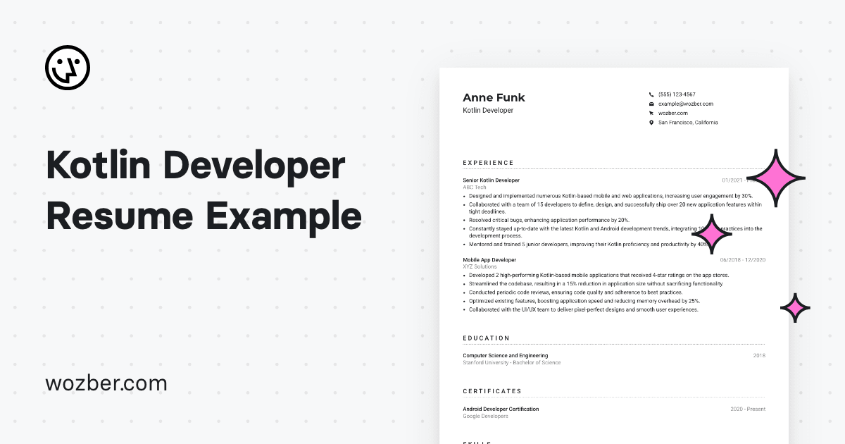 Kotlin Developer Resume Example Kotlin Developer Resume Example