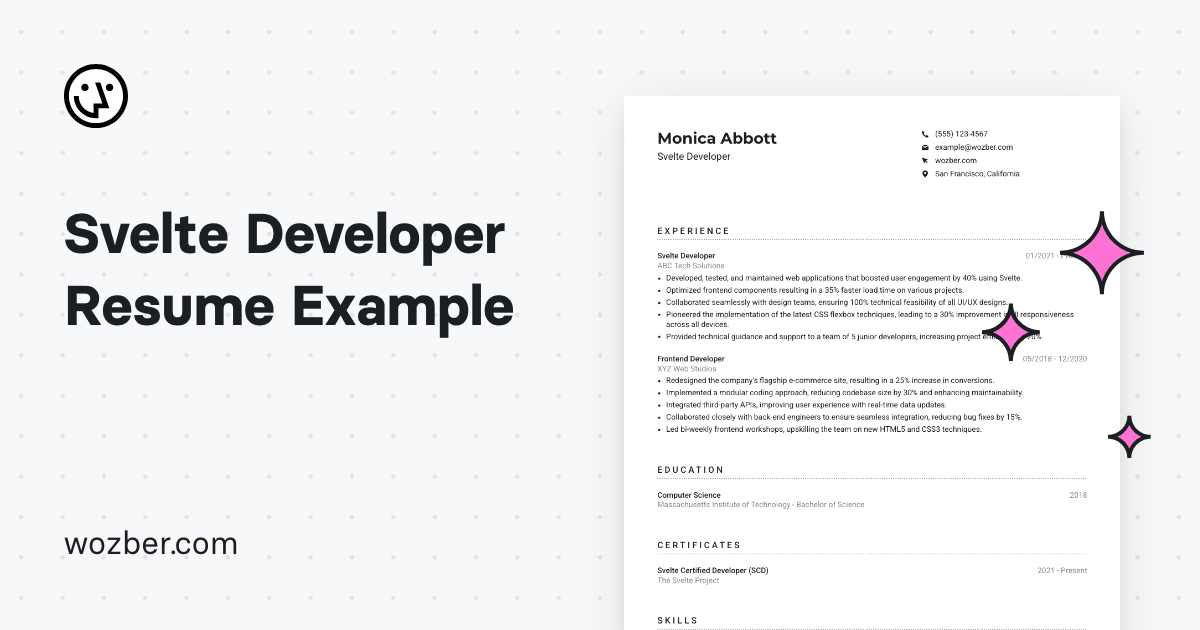 Svelte Developer Resume Example
