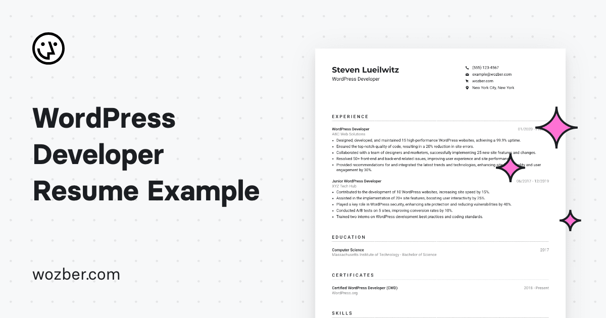 WordPress Developer Resume Example