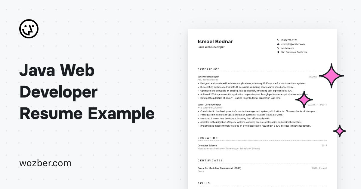 Java Web Developer Resume Example