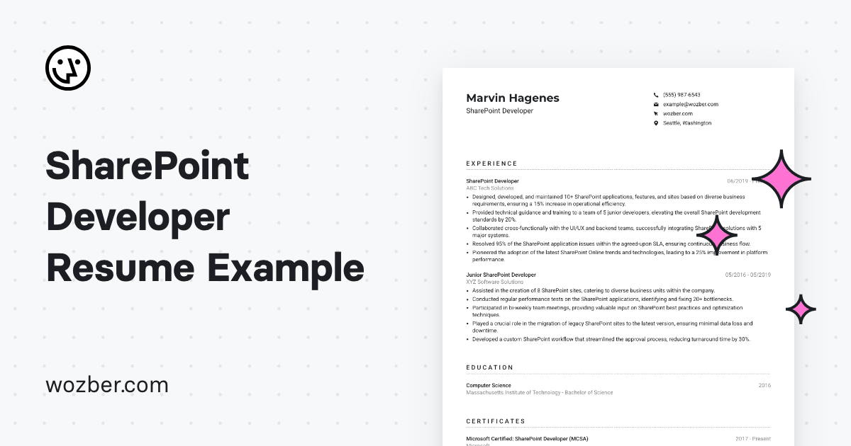 SharePoint Developer Resume Example