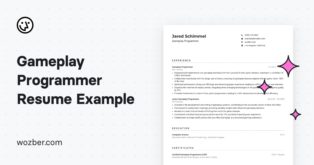 Gameplay Programmer Resume Example