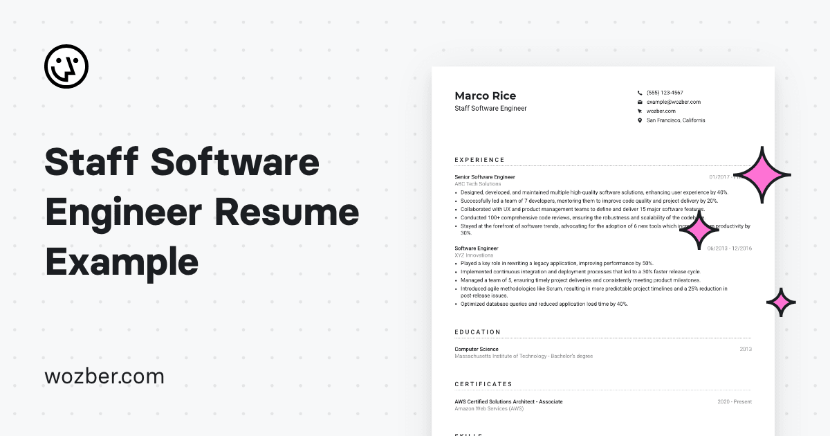 Staff Software Engineer CV Example