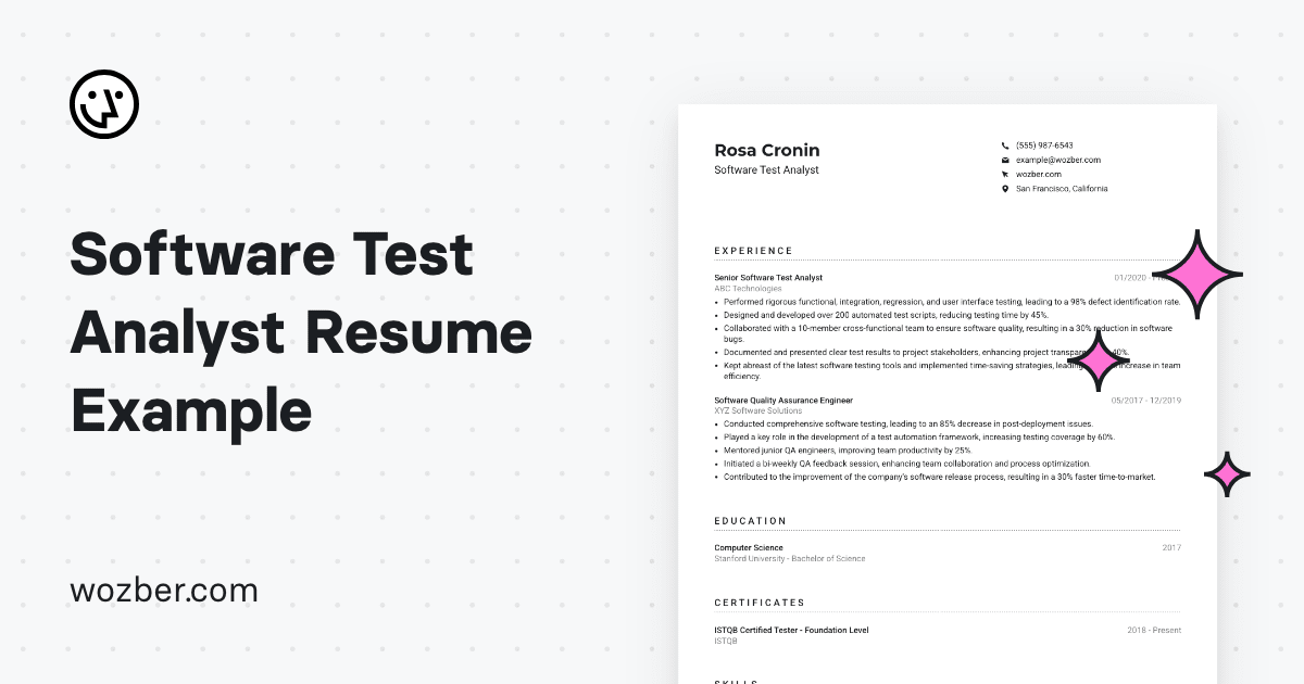 Software Test Analyst Resume Example