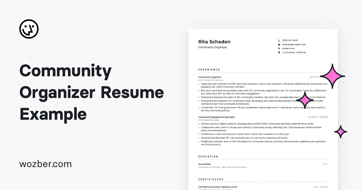 Community Organizer CV Example