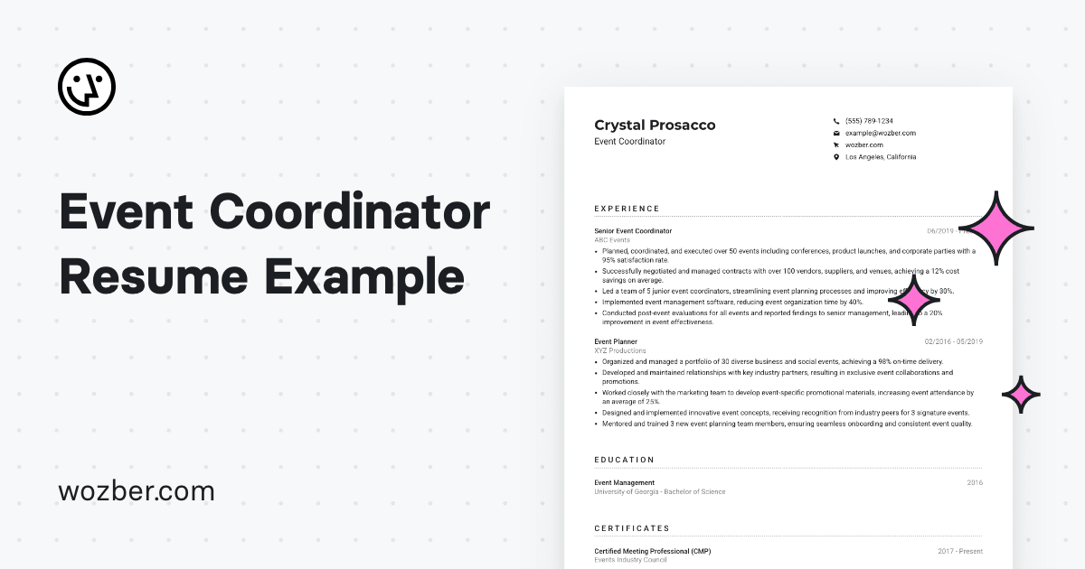 Event Coordinator Resume Example