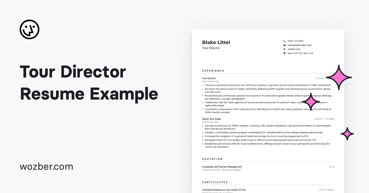 Tour Director Resume Example