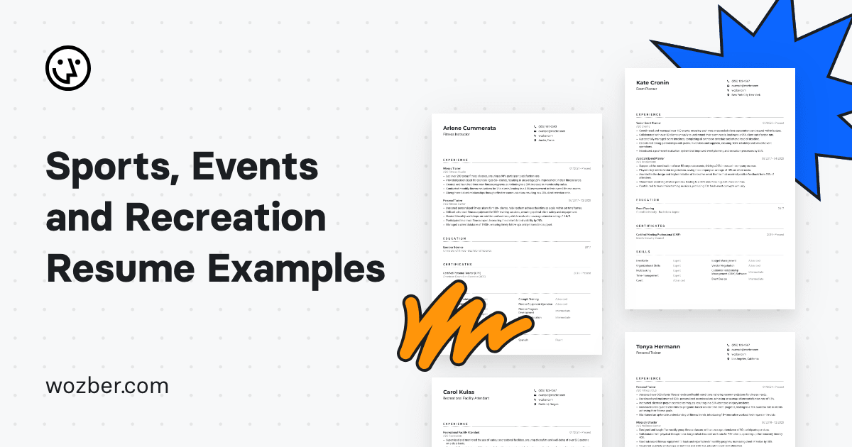 32 Sports, Events and Recreation Resume Examples | Wozber