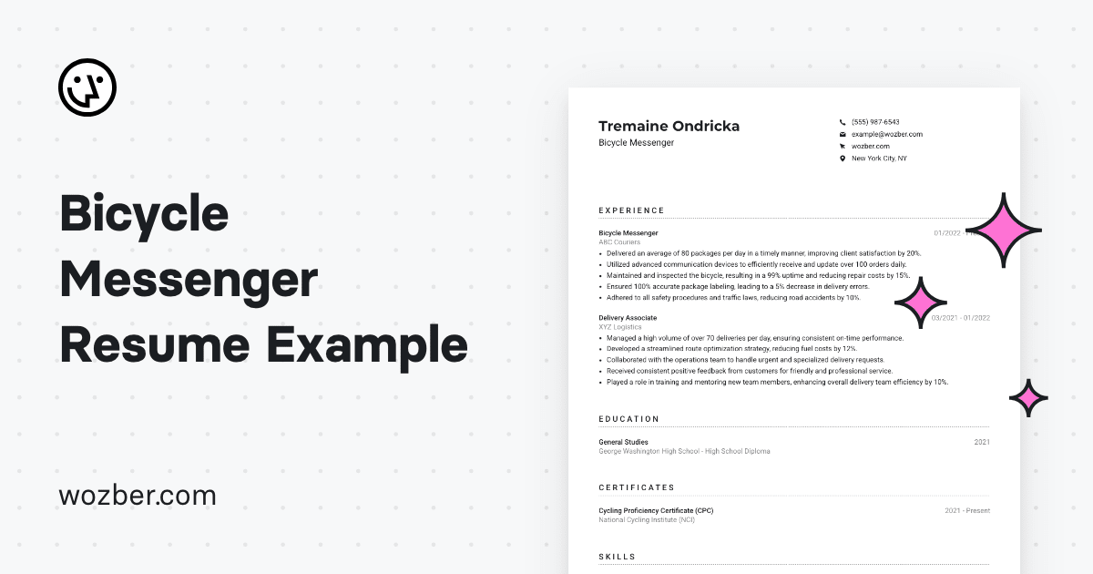 Bicycle Messenger CV Example