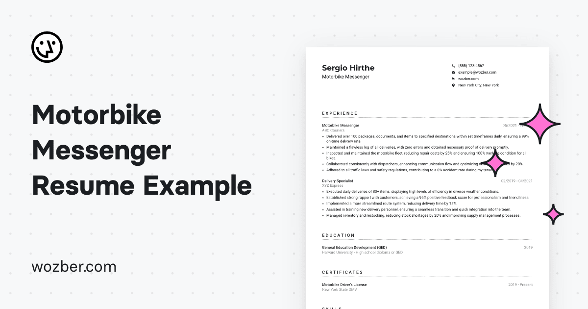 Motorbike Messenger CV Example