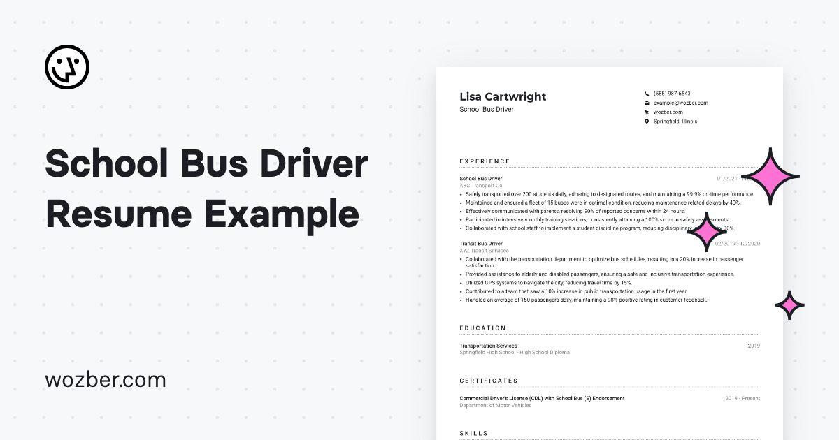 School Bus Driver Resume Example
