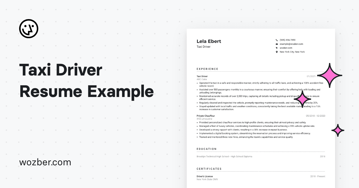 Taxi Driver Resume Example