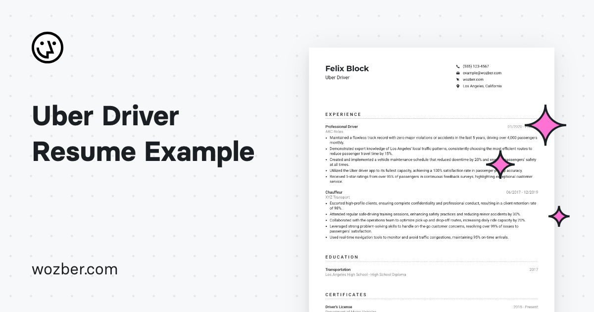 Uber Driver Resume Example