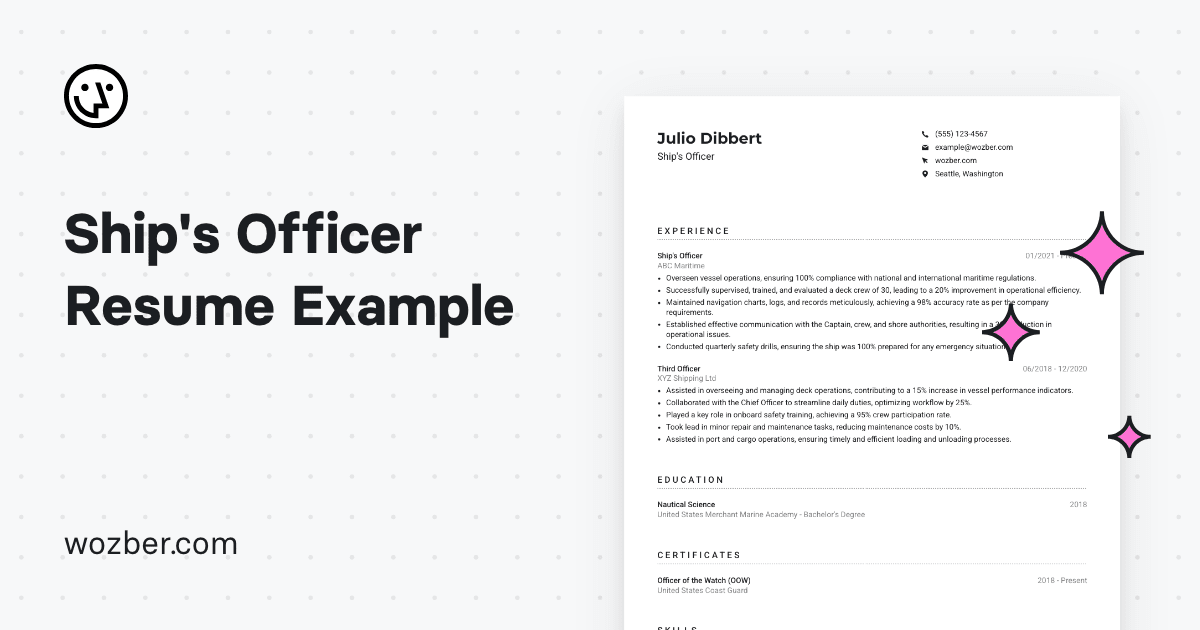 Ship's Officer Resume Example