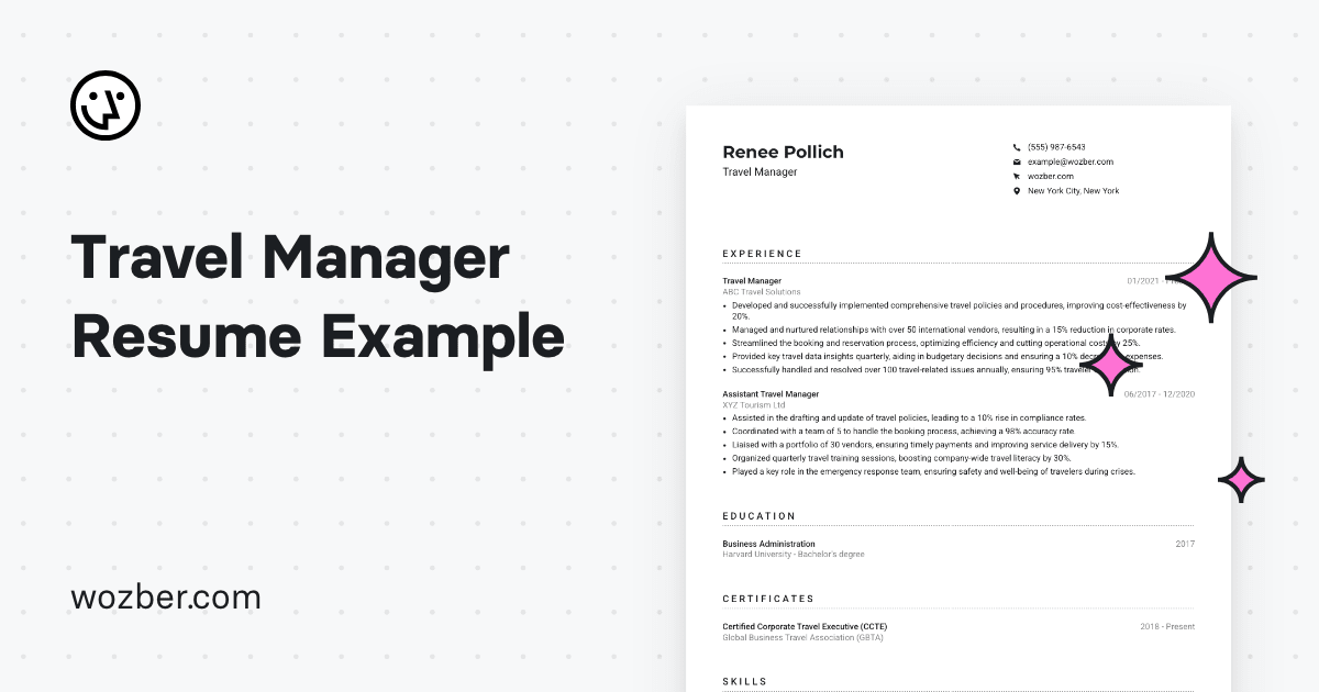 Travel Manager CV Example